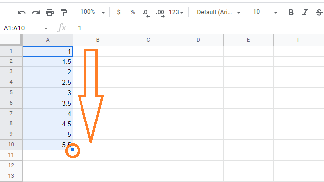 How To Fill Down In Google Sheets Using Fill Handle With Keyboard 