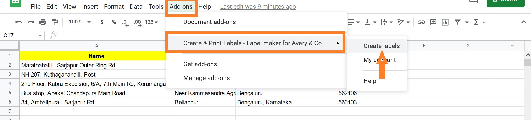 How To Print Labels From Google Sheets Print Addresses On Envelopes In 