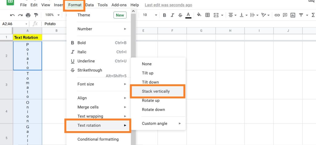 How To Rotate Text In Google Sheets Stack Flip Rotate Upside Down In 