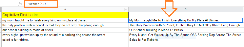 Capitalize First Letter In Google Sheets 3 Easy Steps To Capitalise 