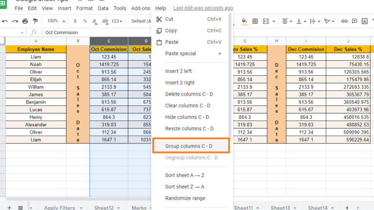 how-to-group-columns-in-google-sheets-group-multiple-columns-collapse-google-sheets-tips