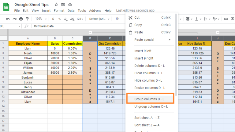 how-to-group-columns-in-google-sheets-group-multiple-columns-collapse-google-sheets-tips