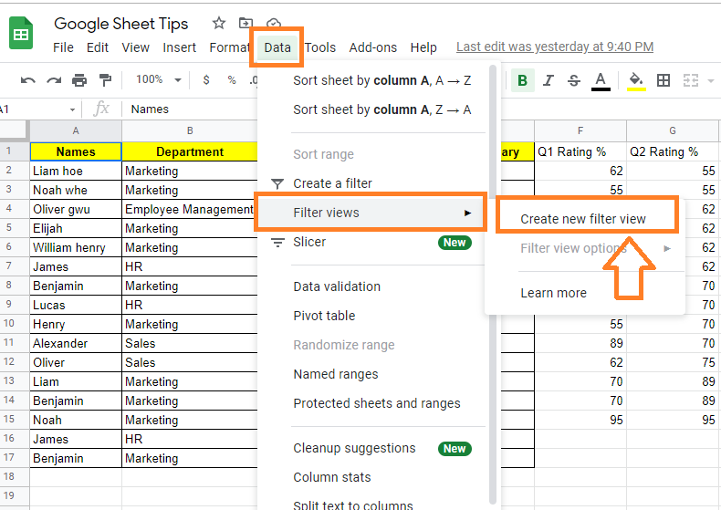 How To Create Filter Views In Google Sheets Share Delete Save 