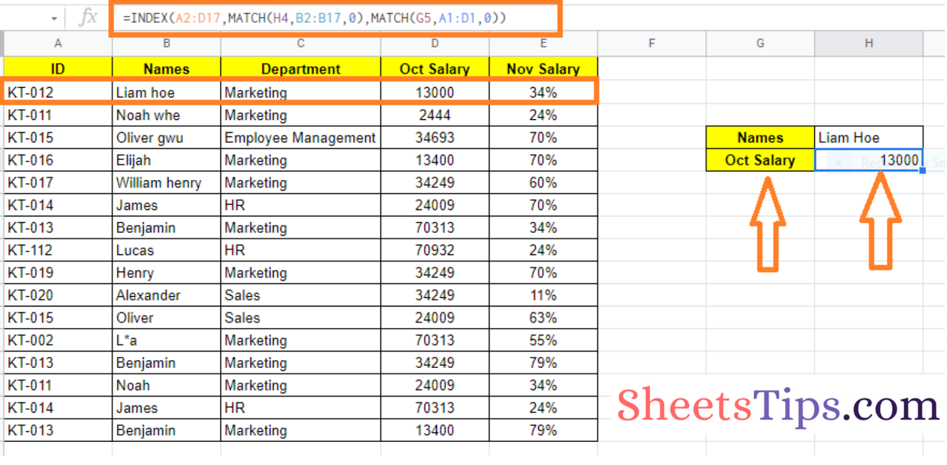 How To Use INDEX MATCH Functions In Google Sheets With Google Sheets 