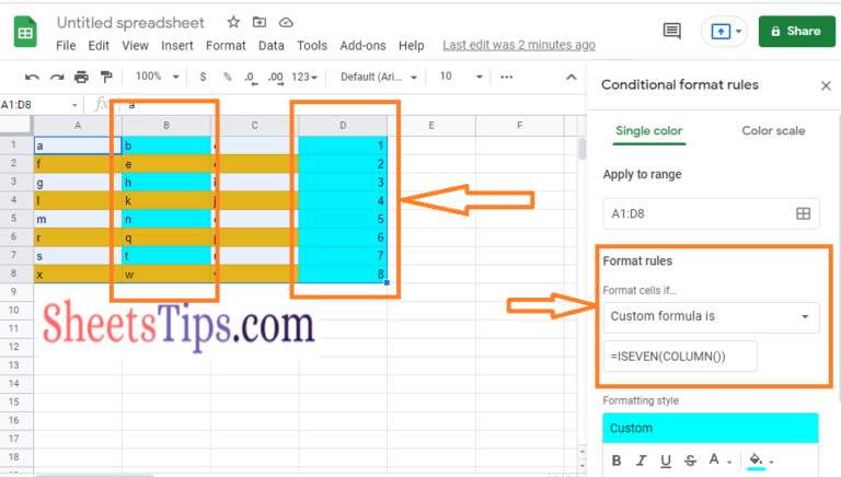 How To Add ColourFul Stripes In Google Sheets Cell Shading In Google Spreadsheet Google 