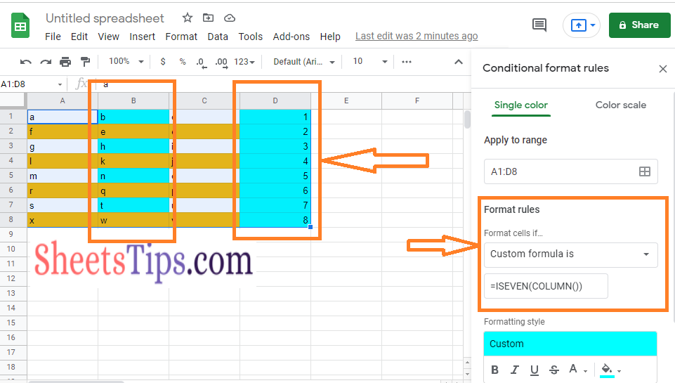 How To Add ColourFul Stripes In Google Sheets Cell Shading In Google Spreadsheet Google 