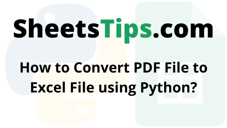 How To Convert PDF File To Excel File Using Python Convert PDF To 
