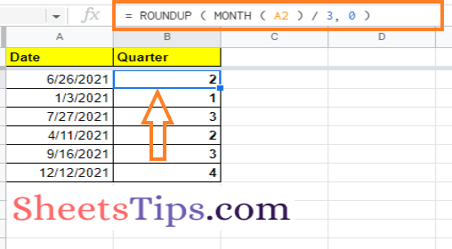 How To Extract Quarter In Google Sheets Quarter Function In Google Sheets Google Sheets Tips