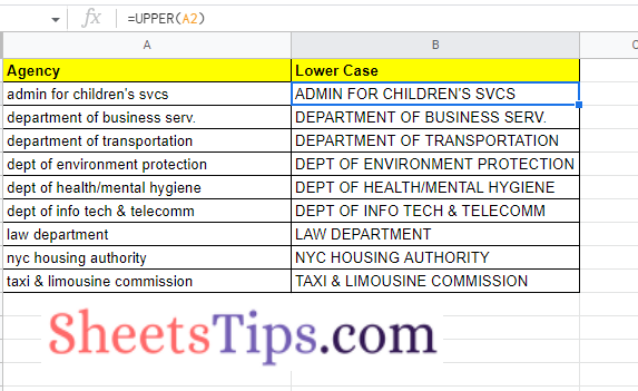 How To Change Text Case In Google Sheets Upper Lower Proper Text 