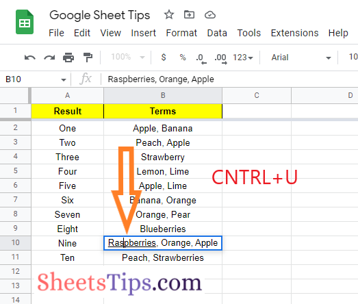 How To Add Underline Format In Google Sheets Underline Cells Rows Text In Spreadsheet 
