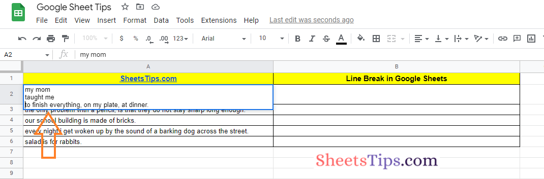 How To Insert Line Break In Google Sheets Create New Line In Same 