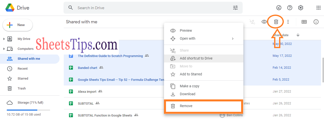 How To Delete Shared Files From Google Drive Remove Shared File On Google Drive Google 