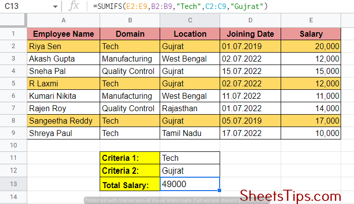  How To Use SUMIFS Function In Google Sheets With Example Google 